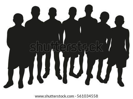 Group Boys Vector Silhouette เวกเตอร์สต็อก (ปลอดค่าลิขสิทธิ์) 561034558 ...