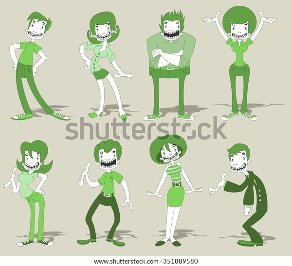 Group Cartoon Funny People Stock Vector (Royalty Free) 351889580 ...