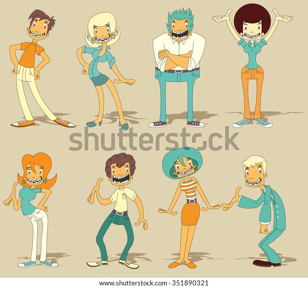 Group Cartoon Funny People Stock Vector (Royalty Free) 351890321 ...