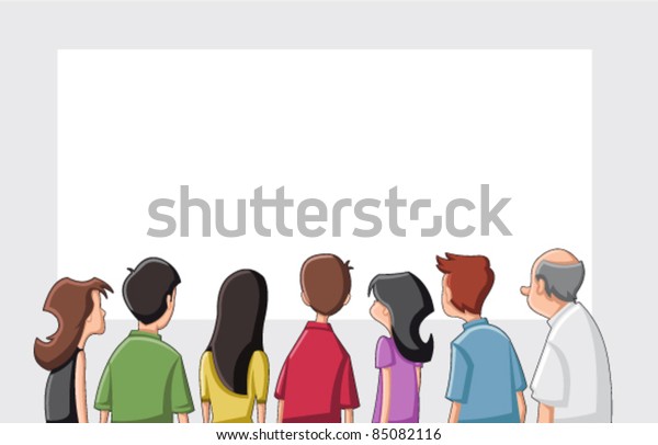 Group Cartoon People Looking Staring White Stock Vector (Royalty Free ...
