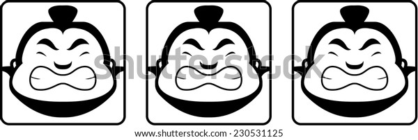 Group Cartoon Sumo Heads Looking Angry Stock Vector (Royalty Free ...