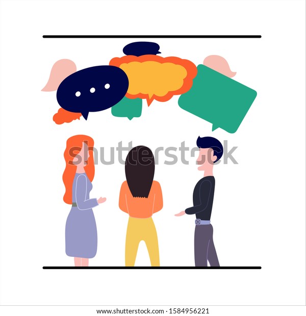 Group Cartoon Young People Talking Chatting Stock Vector (Royalty Free ...