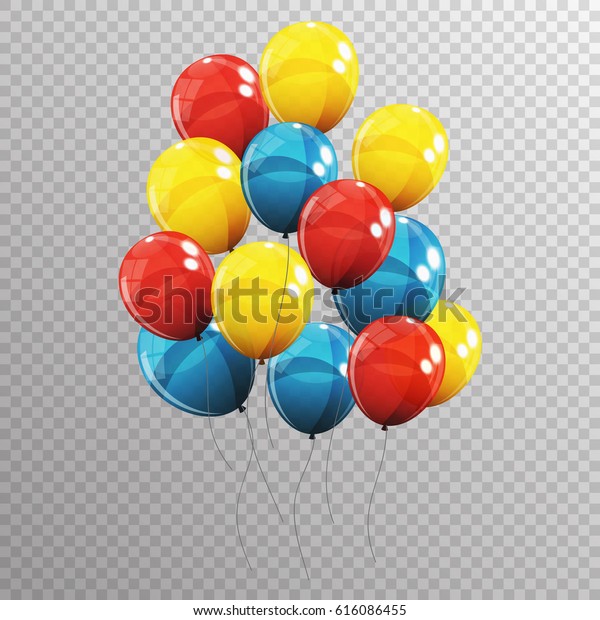 Group Colour Glossy Helium Balloons Isolated Stock Vector Royalty Free