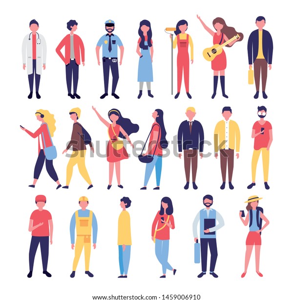 Group Community People Bundle Characters Vector Stock Vector (Royalty ...