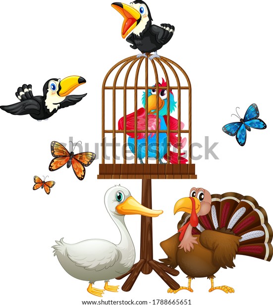 Group Cute Animals Cartoon Character Isolated Stock Vector (Royalty ...