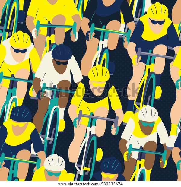 Group Cyclist Bicycle Race Seamless Pattern Stock Vector (Royalty Free ...