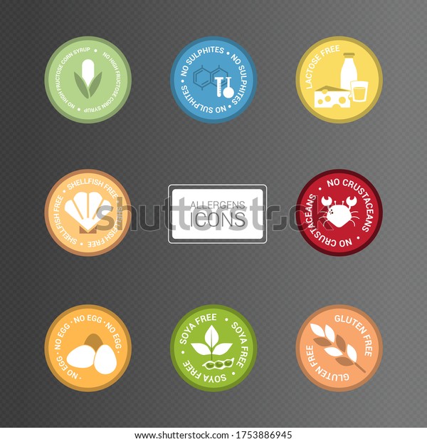 Group Different Allergen Icons Color Image: เวกเตอร์สต็อก (ปลอดค่า ...