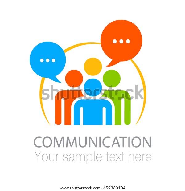 Group Different People Communicates Logo Design Stock Vector (Royalty ...