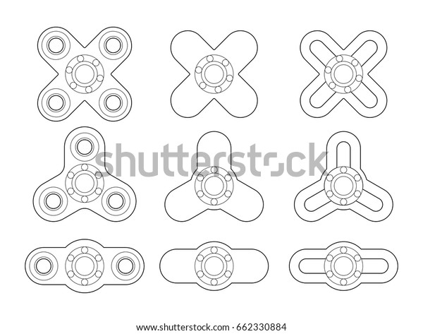 Group Different Shapes Spinners Fidget Spinners Stock Vector (Royalty ...
