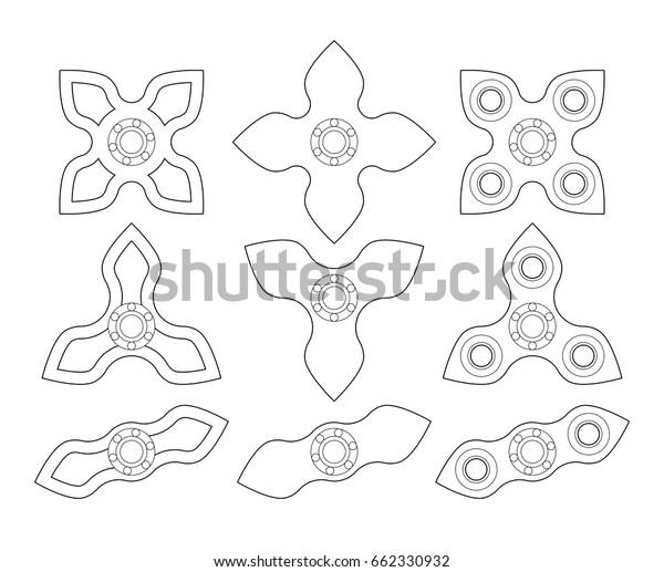 Group Different Shapes Spinners Fidget Spinners Stock Vector (Royalty ...