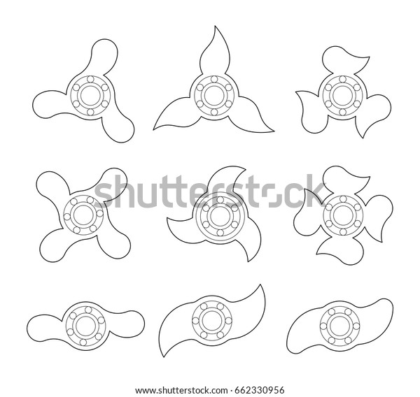 Group Different Shapes Spinners Fidget Spinners Stock Vector (Royalty ...