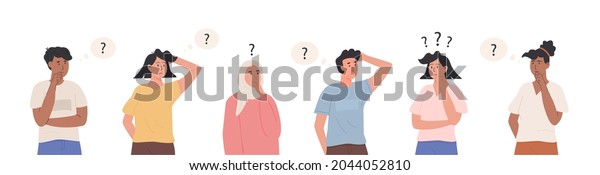 Group Diverse Thinking Characters Collection Portraits Stock Vector ...