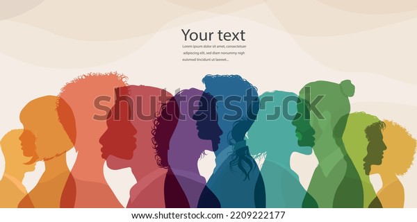 Group Diversity Silhouette Multiethnic People Side Stock Vector ...