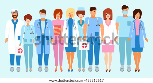 Group Doctors Medical Team Vector Illustration Stock Vector (Royalty ...