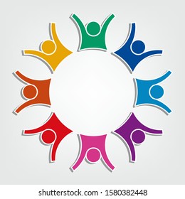 Group Eight People Logo Circlepersons Teamwork Stock Vector (Royalty ...