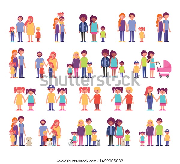 Group Family Members Characters Vector Illustration Stock Vector ...