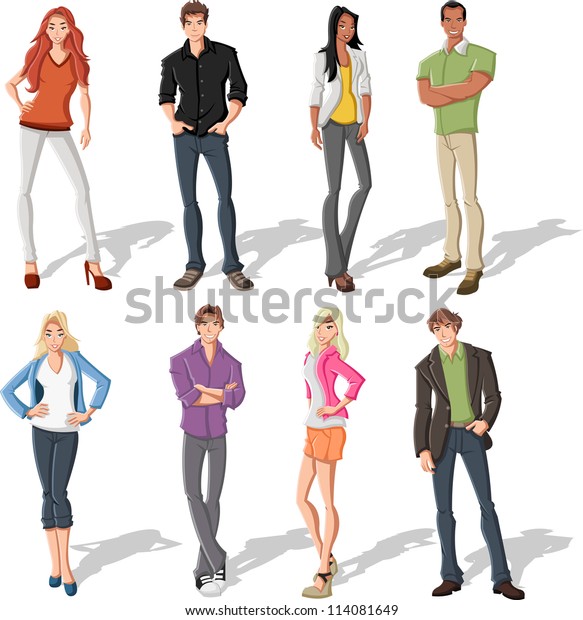 Group Fashion Cartoon Young People Stock Vector (Royalty Free ... Group Fashion Cartoon Young People Stock Vector (Royalty Free ...