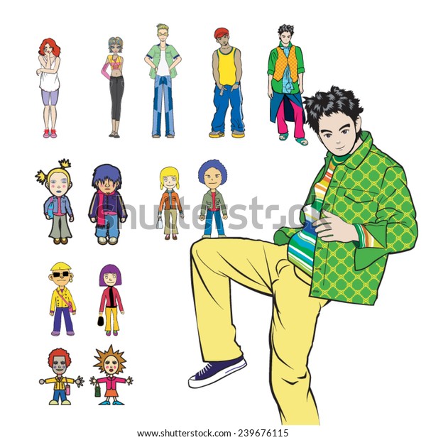 Group Fashion Cartoon Young People Stock Vector (Royalty Free ... Group Fashion Cartoon Young People Stock Vector (Royalty Free ...