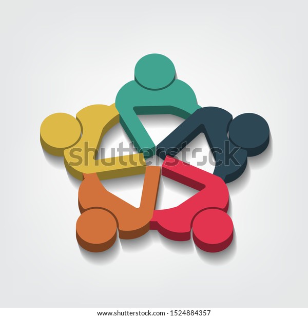 Group Five People Logo Circle People Stock Vector (Royalty Free ...