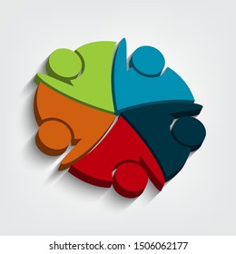 Group Five People Logo Circlepersons Teamwork Stock Vector (Royalty ...
