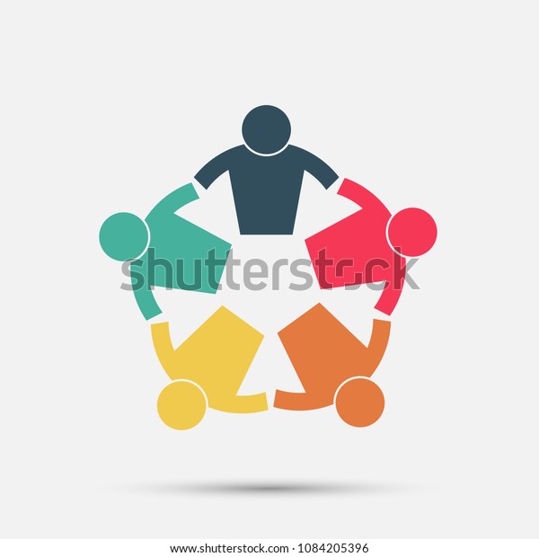 Group Five People Logo Handshake Circleteamwork Stock Vector (Royalty ...