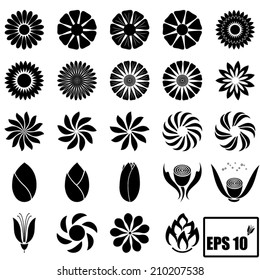 Group Flower Icons Vector Illustration Stock Vector (Royalty Free ...