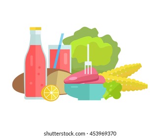Group Food Vector Illustrations Flat Design Stock Vector (Royalty Free ...