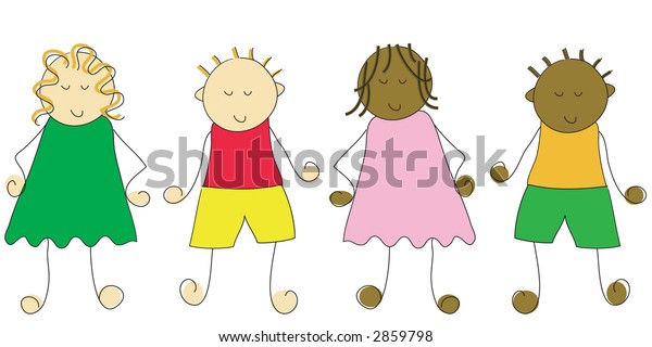 Group Four Cartoon Children Stock Vector (Royalty Free) 2859798 ...