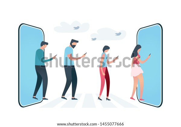 Group Four People That Follow Each Stock Vector (Royalty Free ...