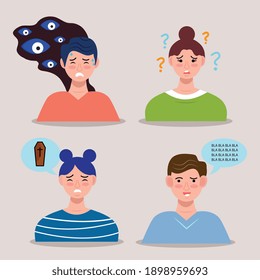 Group Four Persons Bipolar Disorder Characters Stock Vector (Royalty ...