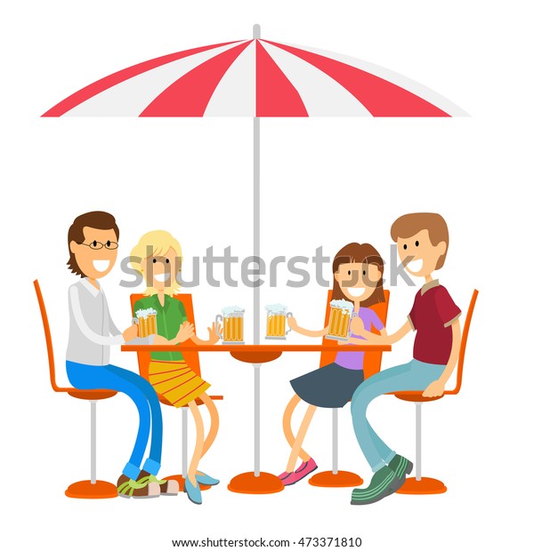 Group Friends Enjoying Beer Pub Cafe Stock Vector (Royalty Free) 473371810