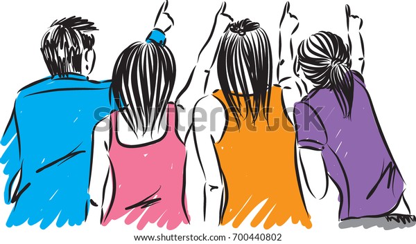 Group Friends Pointing Vector Illustration Stock Vector (Royalty Free ...