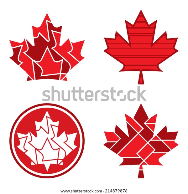 Group Geometric Canadian Maple Leaf Designs Stock Vector (Royalty Free ...