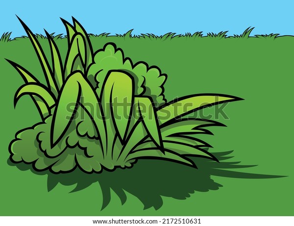 Group Green Grasses Colored Cartoon Illustration Stock Vector (Royalty ...