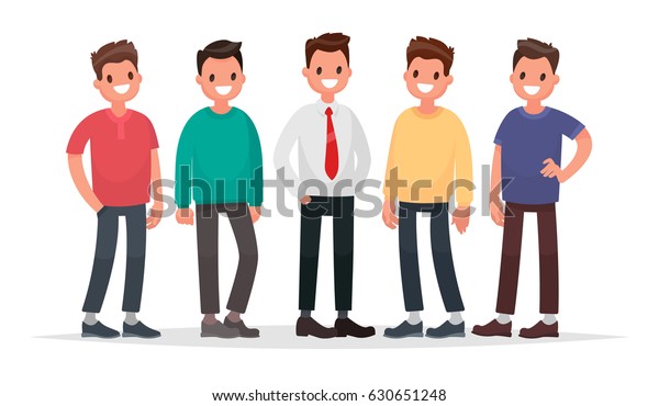 Group Guys Set Male Characters On Stock Vector (Royalty Free) 630651248