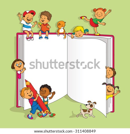 Group Happy Children Having Fun Exploring Stock Vector (Royalty Free ...