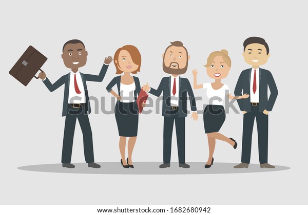 Group Happy Employees Vector Illustration Stock Vector (Royalty Free ...