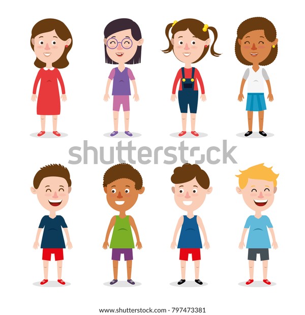 Group Happy Kids Characters Stock Vector (Royalty Free) 797473381 ...
