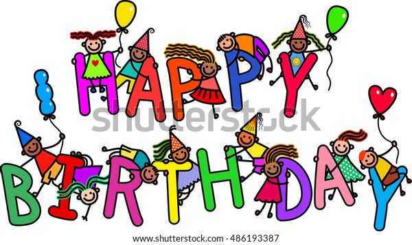 Group Happy Stick Children Climbing Over Stock Vector (Royalty Free ...
