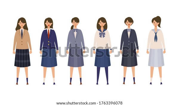 Group Japanese Students High Middle School Stock Vector (Royalty Free ...