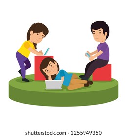 Group Kids Electronic Devices Stock Vector (Royalty Free) 1255949350 ...