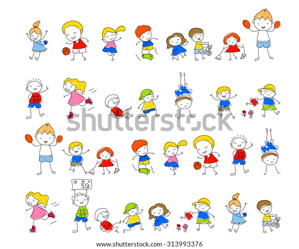 Group Kidsdrawing Sketch Stock Vector (Royalty Free) 313993376 ...