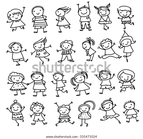 Group Kidsdrawing Sketch Stock Vector (Royalty Free) 335471024