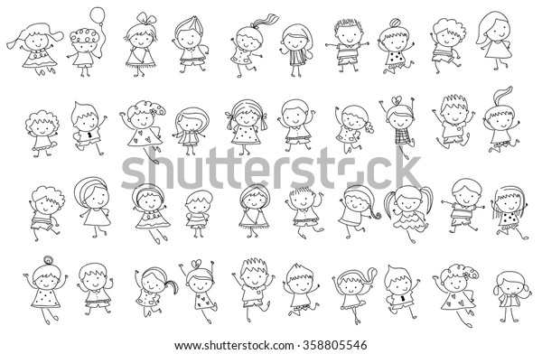 Group Kidsdrawing Sketch Stock Vector (Royalty Free) 358805546
