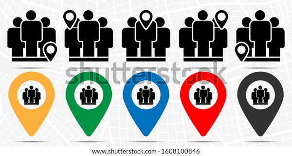 Group Leader Icon Location Set Simple Stock Vector (Royalty Free ...
