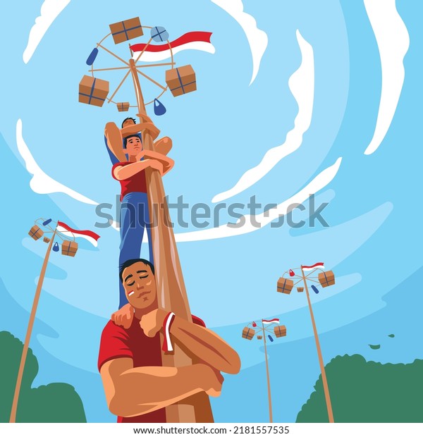 Group Man Playing Game Panjat Pinang: เวกเตอร์สต็อก (ปลอดค่าลิขสิทธิ์ ...