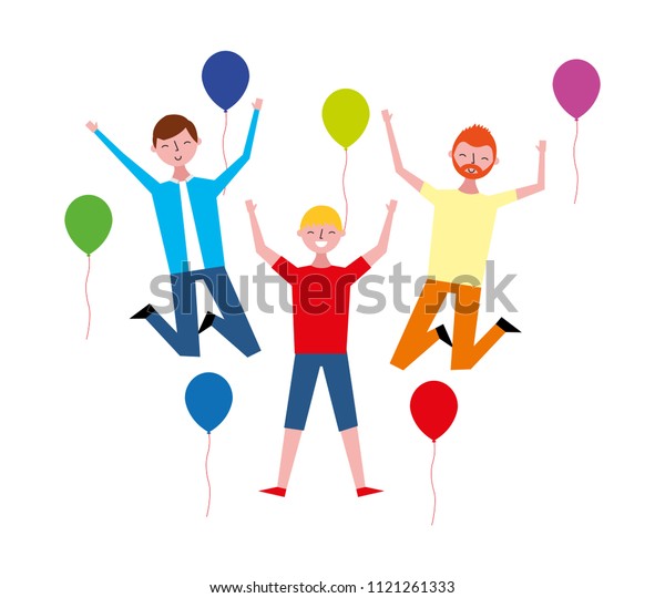 Group Men Celebration Balloons Stock Vector (Royalty Free) 1121261333 ...