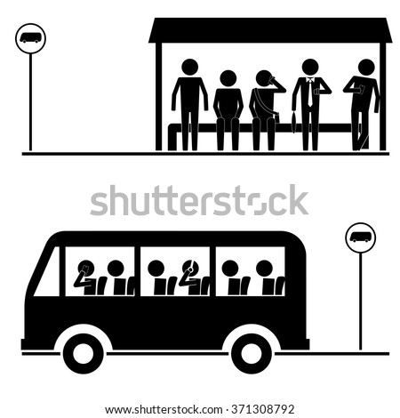 Group Men Crowd Waiting Bus Icon 스톡 벡터(사용료 없음) 371308792 - Shutterstock