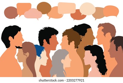 Group Multicultural People Communicate Talk Each Stock Vector (Royalty ...