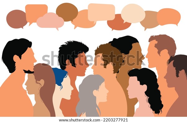Group Multicultural People Communicate Talk Each Stock Vector (Royalty ...